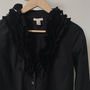 J. Crew | Tops | Jcrew Black Elizabeth Ruffle Shirt Size 2 | Poshmark